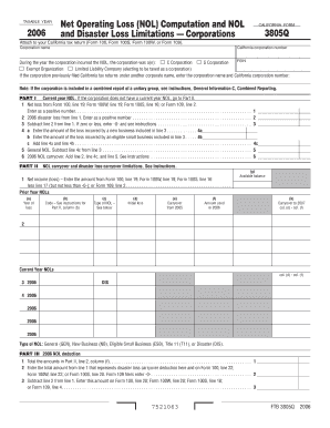 Fillable Online 2006 New Operating Loss NOL Computation and NOL and ...