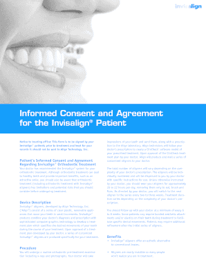 Fillable Online Informed Consent and Agreement for the Invisalign ...