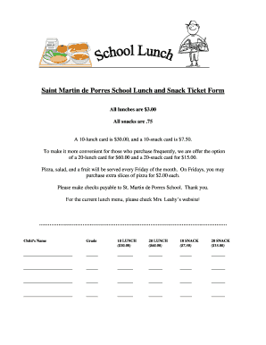 Fillable Online smdpschool Saint Martin de Porres School Lunch and ...
