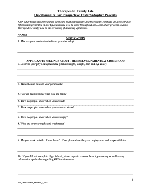 Fillable Online tflife Therapeutic Family Life Questionnaire For ...