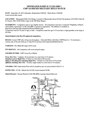 Fillable Online mrra Minneapolis rifle club mrc cmp as issued military ...