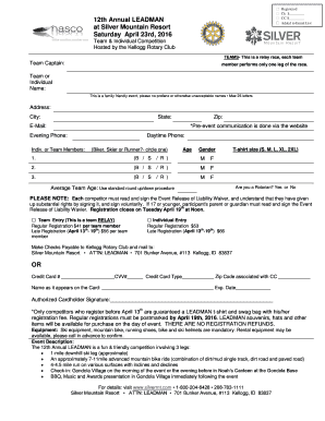 Fillable Online Ck 12th Annual LEADMAN CC at Silver Mountain Resort Fax ...