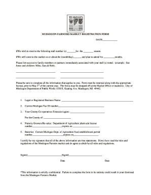 Fillable Online Farmers Market Registration Form Fax Email Print ...