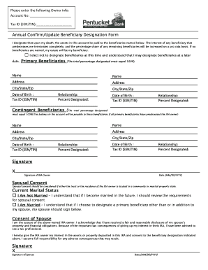 Fillable Online Beneficiary Form - Pentucket Bank Fax Email Print ...