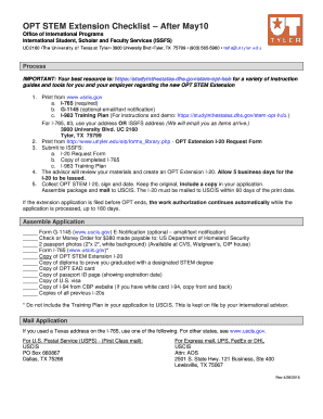 Fillable Online uttyler OPT STEM Extension Checklist After May10 - The ...