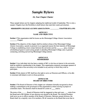 Fillable Online alumni mc Sample Bylaws - Mississippi College Alumni ...