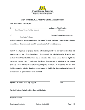 Fillable Online advancechc Proof of Zero Income Form - Advance ...