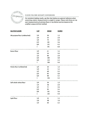 Fillable Online FLOUR VOLUME-WEIGHT CONVERSION Fax Email Print - pdfFiller