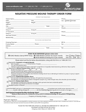 Fillable Online NEGATIVE PRESSURE WOUND THERAPY ORDER FORM Fax Email ...