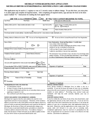 Fillable Online MICHIGAN VOTER REGISTRATION APPLICATION MICHIGAN DRIVER ...