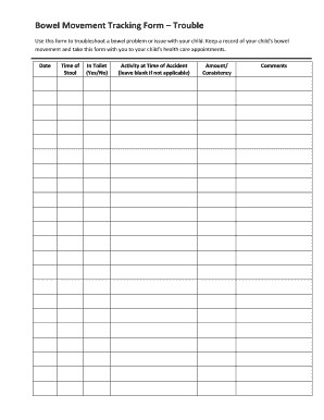 Fillable Online Bowel Movement Tracking Form Trouble Fax Email Print ...