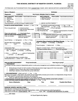 Fillable Online Form 124 Diabetes and Medication Administration Fax ...