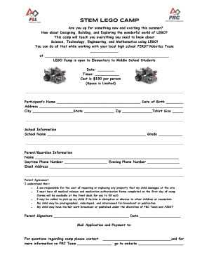 Fillable Online LEGO Camp generic registration form Fax Email Print ...