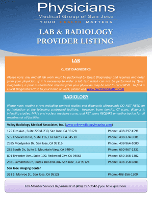 Fillable Online LAB & RADIOLOGY Fax Email Print - pdfFiller