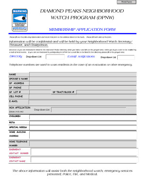 Fillable Online diamondpeakshoa DIAMOND PEAKS NEIGHBORHOOD WATCH ...