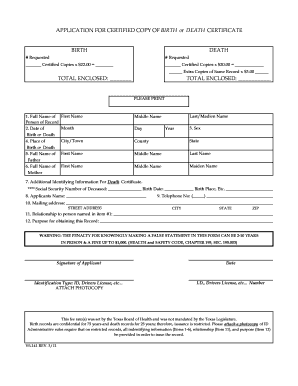 Fillable Online BIRTH DEATH - CIRA! Fax Email Print - pdfFiller