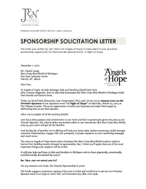 Fillable Online SPONSORSHIP SOLICITATION LETTER Fax Email Print - pdfFiller