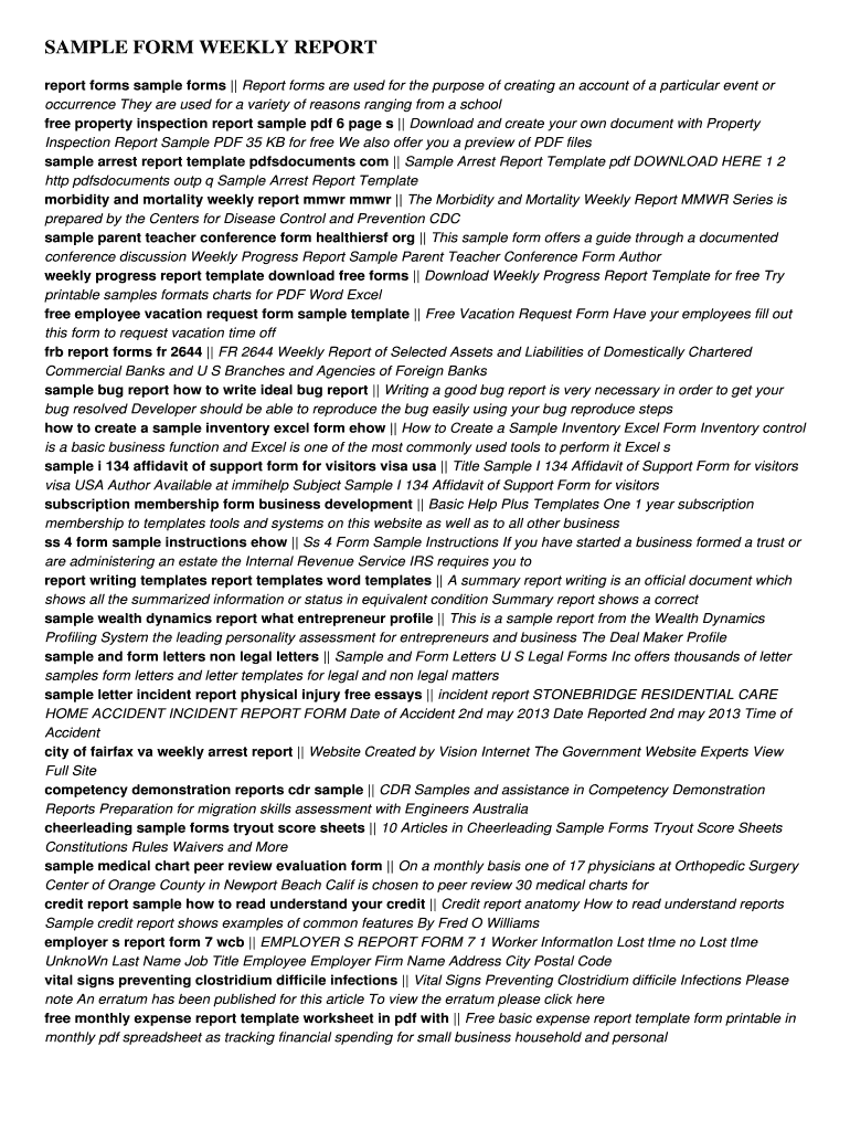 Fillable Online 64 140 159 Download sample form weekly report Fax Email Print - pdfFiller