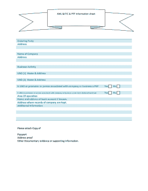 Fillable Online AML ampKYC PTF information sheet - Trinity Serv Fax Email Print - pdfFiller