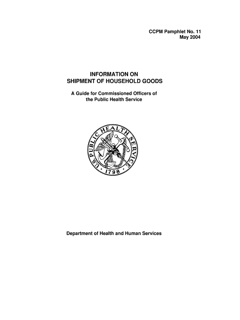 Fillable Online ccmis usphs Shipment of Household bGoodsb ...