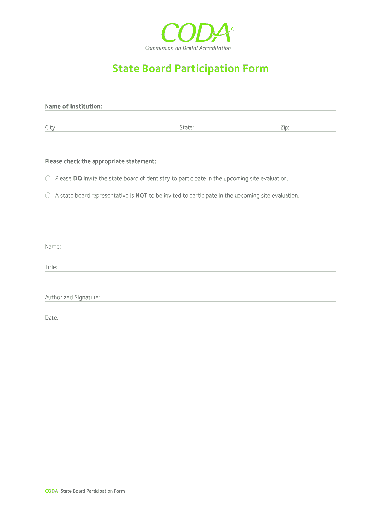 Fillable Online ada State Board bParticipation Formb Fax Email Print ...
