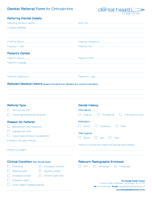 Dental Referral Form Template Word | pdfFiller
