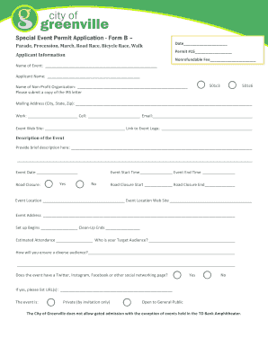 Fillable Online greenvillesc 15B Event Permit bFillableb - Parade ...
