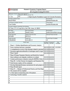 Fillable Online pooledfund Research Quarterly Progress Report For ...