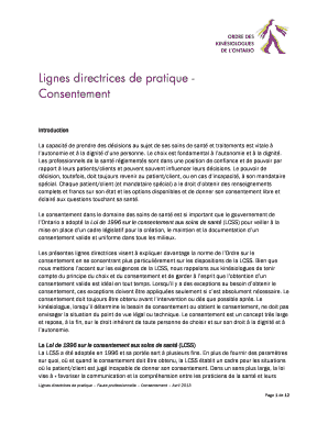 Remplissable En Ligne Remplissable Lignes directrices de pratique Consentement Faxer Email ...