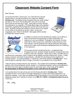 Fillable Online Classroom Website Consent Form - Mr. Coley Fax Email ...