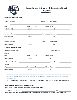 Fillable Online Forge Sound amp Guard - Information Sheet Fax Email ...