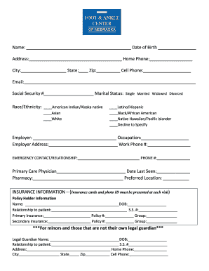 Fillable Online Name Date of Birth Address Home Phone City State Zip Fax Email Print - pdfFiller