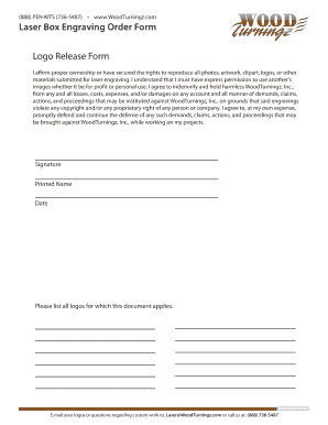 Fillable Online To Download LOGO Release Form - WoodTurningz Fax Email ...
