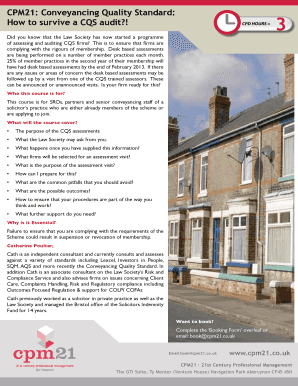 Fillable Online cpm21 co BCPM21b Conveyancing Quality Standard How to ...