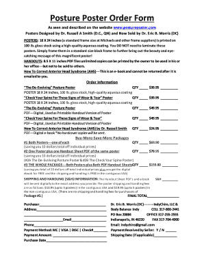 Fillable Online Mail in Orders bFormb - Posture Poster Fax Email Print ...