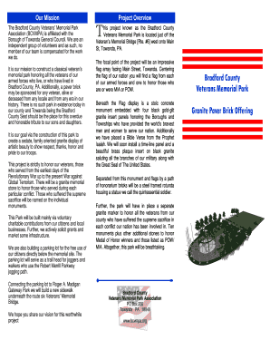 Fillable Online bcvmpa Bradford County Veterans Memorial Park Granite ...