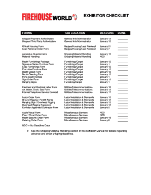 Fillable Online Exhibitor Checklist - bcreativebbcygnusbbcomb Fax Email ...