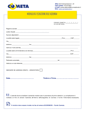 Compilabile Online cometafondo Modulo di iscrizione dell'azienda ...