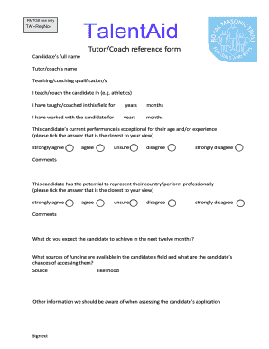 Fillable Online durham2021 TalentAid Tutor/Coach Reference - Durham ...