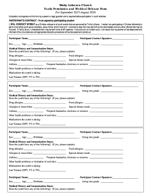 Fillable Online tlc-al 2015-2016 Permission & Medical Release Form ...