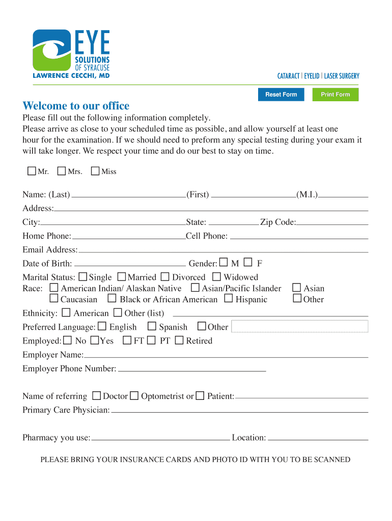 Fillable Online Welcome to Our Office Form Fax Email Print - pdfFiller