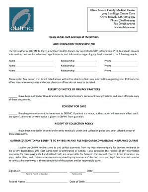 Fillable Online Patient Consent Form - Olive Branch Family Medical ...