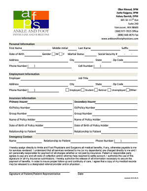 Fillable Online AFPS New Patient Form 20130923 Fax Email Print - pdfFiller
