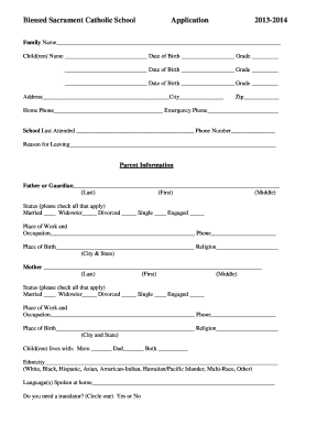 Fillable Online blessedsacramentmke Blessed Sacrament Catholic School ...