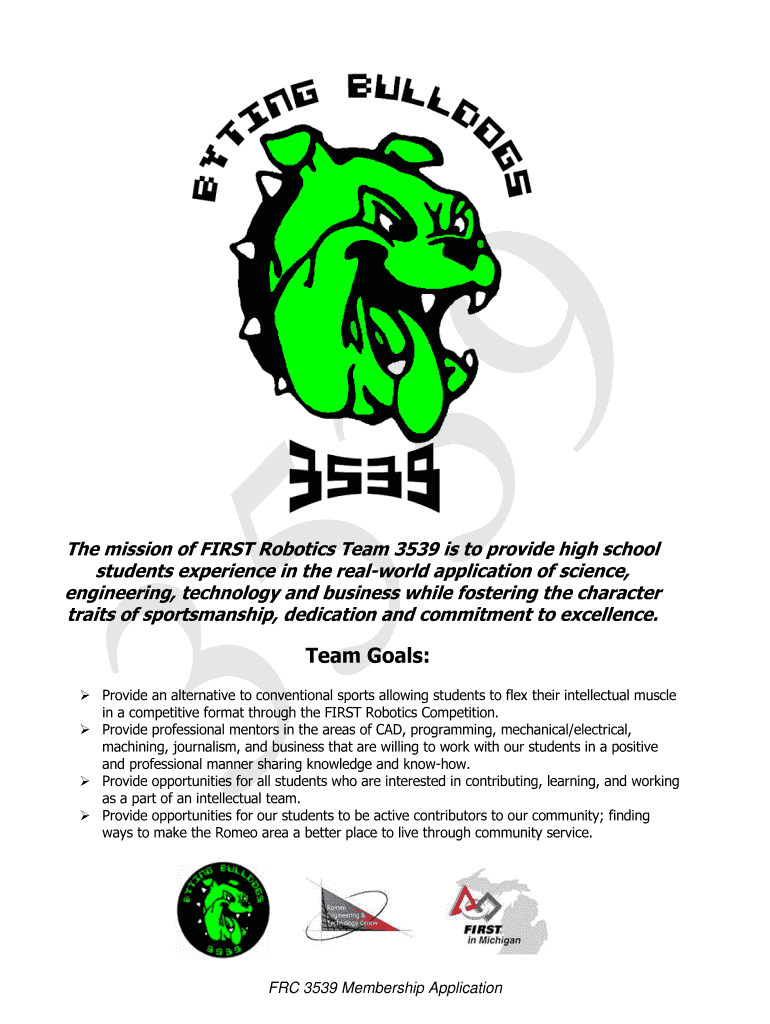 Fillable Online FIRST Robotics Team 3539 Parent Information - Byting ...