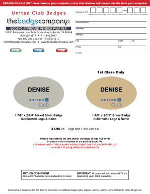Fillable Online Sodexo United Club Badge Order Form - The Badge Company ...