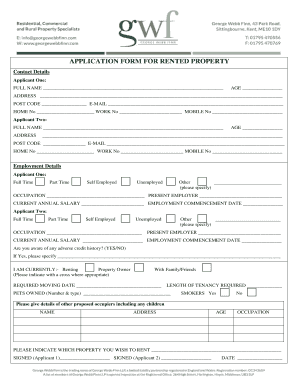 Fillable Online APPLICATION FORM FOR RENTED PROPERTY Contact Details ...
