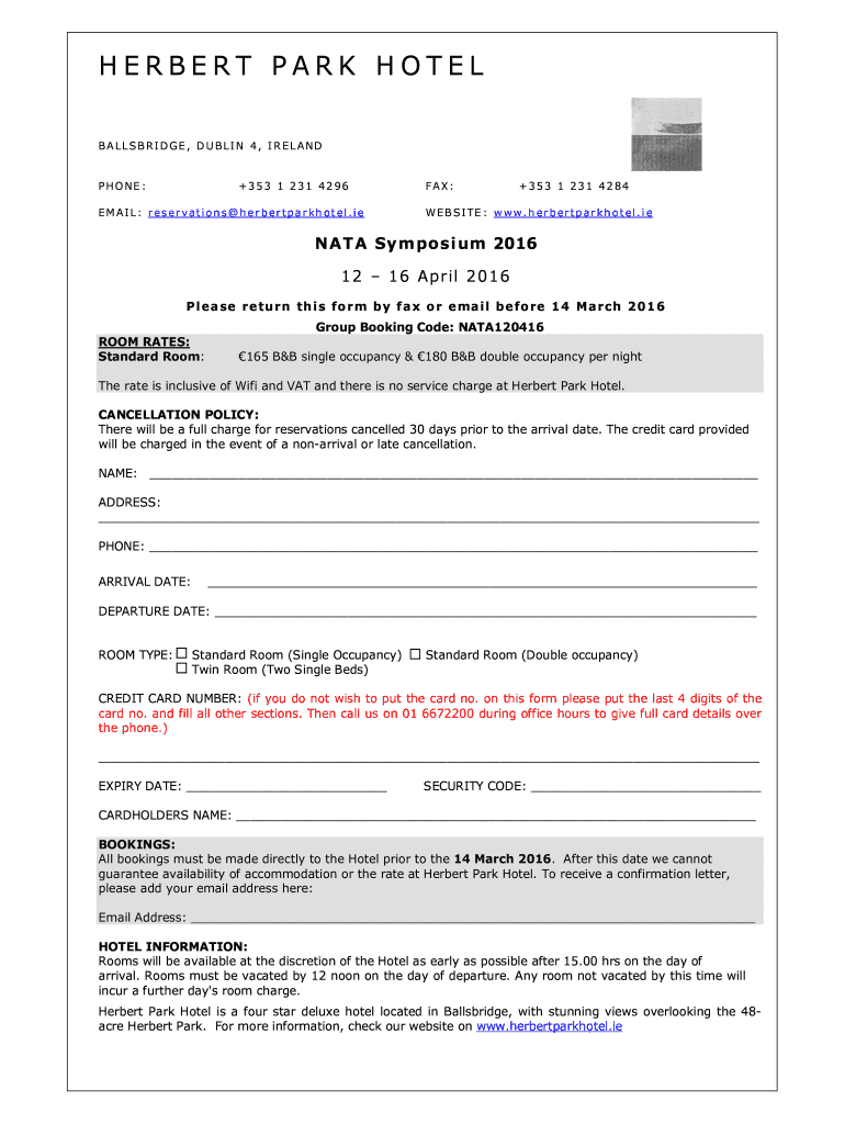 Fillable Online Booking Form Template Fax Email Print - pdfFiller