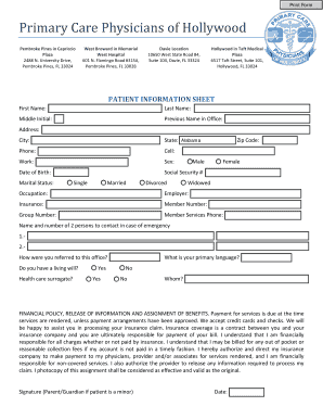 Fillable Online Patient Information - Primary Care Physicians Fax Email Print - pdfFiller