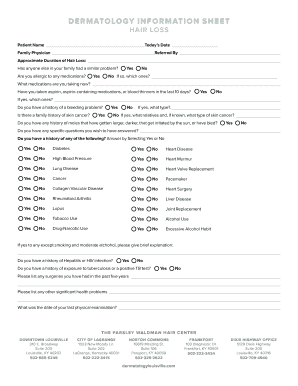 Fillable Online DERMATOLOGY INFORMATION SHEET HAIR LOSS Fax Email Print ...